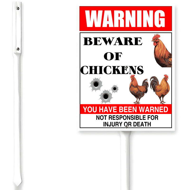 Kurmntregon Beware Of Chickens Sign With Stake Chickens Yard Sign ...