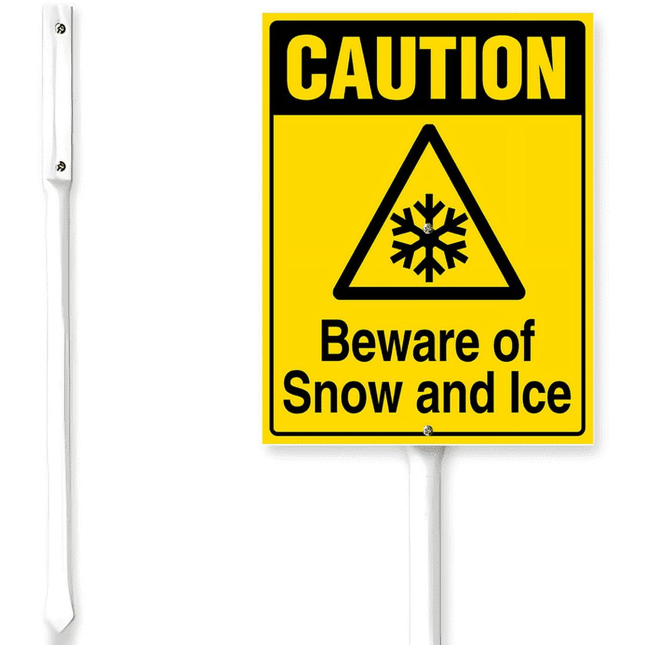 Kurmntregon Beware Of Snow And Ice Yard Sign With Stake Winter ...