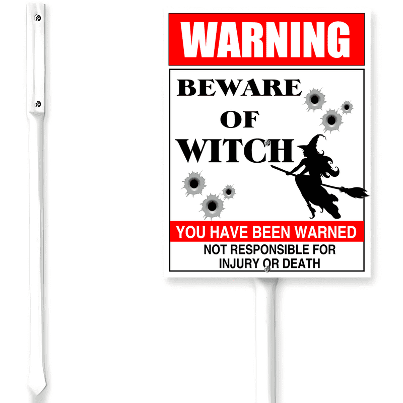 Kurmntregon Beware Of Witch Sign With Stake Witch Yard Sign Caution ...