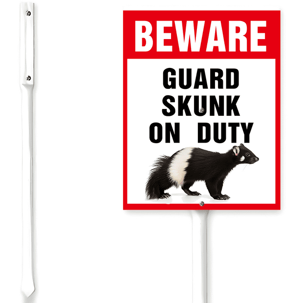 Kurmntregon Beware Yard Sign With Stake 6x4.6inch Guard Skunk On Duty ...