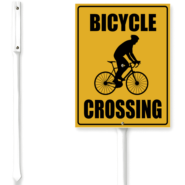 Kurmntregon Bicycle Crossing Sign With Stake Bicycle Crossing Yard Sign ...