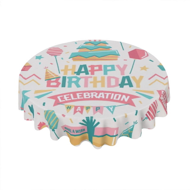 Kurmntregon Birthday Table Cloth Round 60inch Birthday Gift Celebration ...