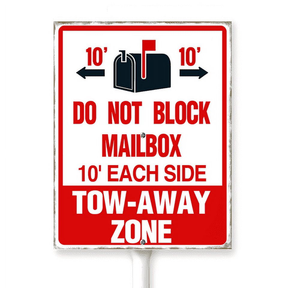 Kurmntregon Do Not Block Mailbox Sign With Stake Tow-Away Zone Street ...