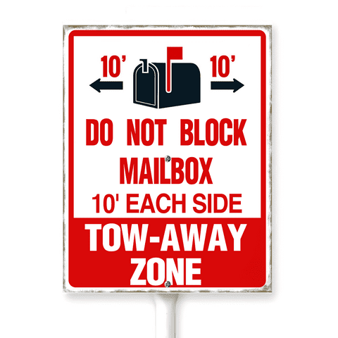 Kurmntregon Do Not Block Mailbox Sign With Stake Tow-Away Zone Street ...