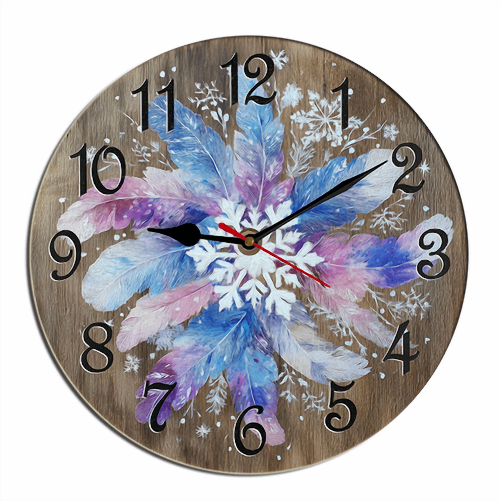 Kurmntregon Blue Christmas Snowflake Wall Clock Xmas Winter Floral ...