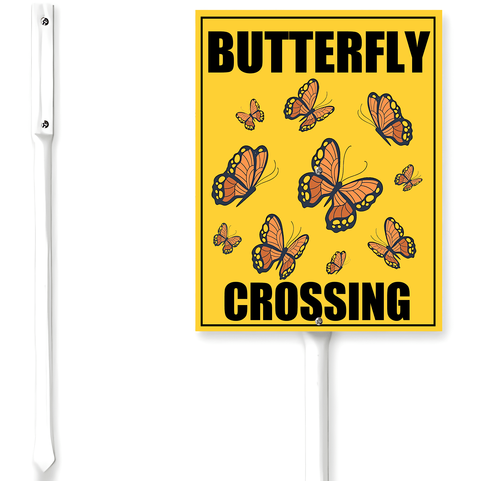 Kurmntregon Butterfly Crossing Sign With Stake Caution Aluminium Sign ...