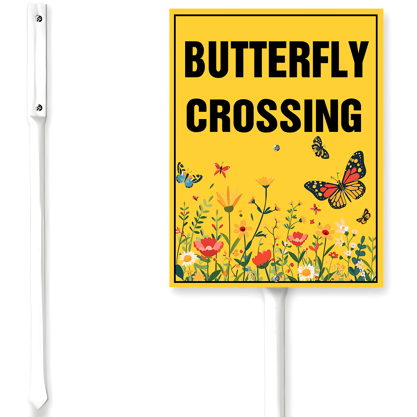 Kurmntregon Butterfly Crossing Sign With Stake Aluminium Sign 6x4.6inch ...