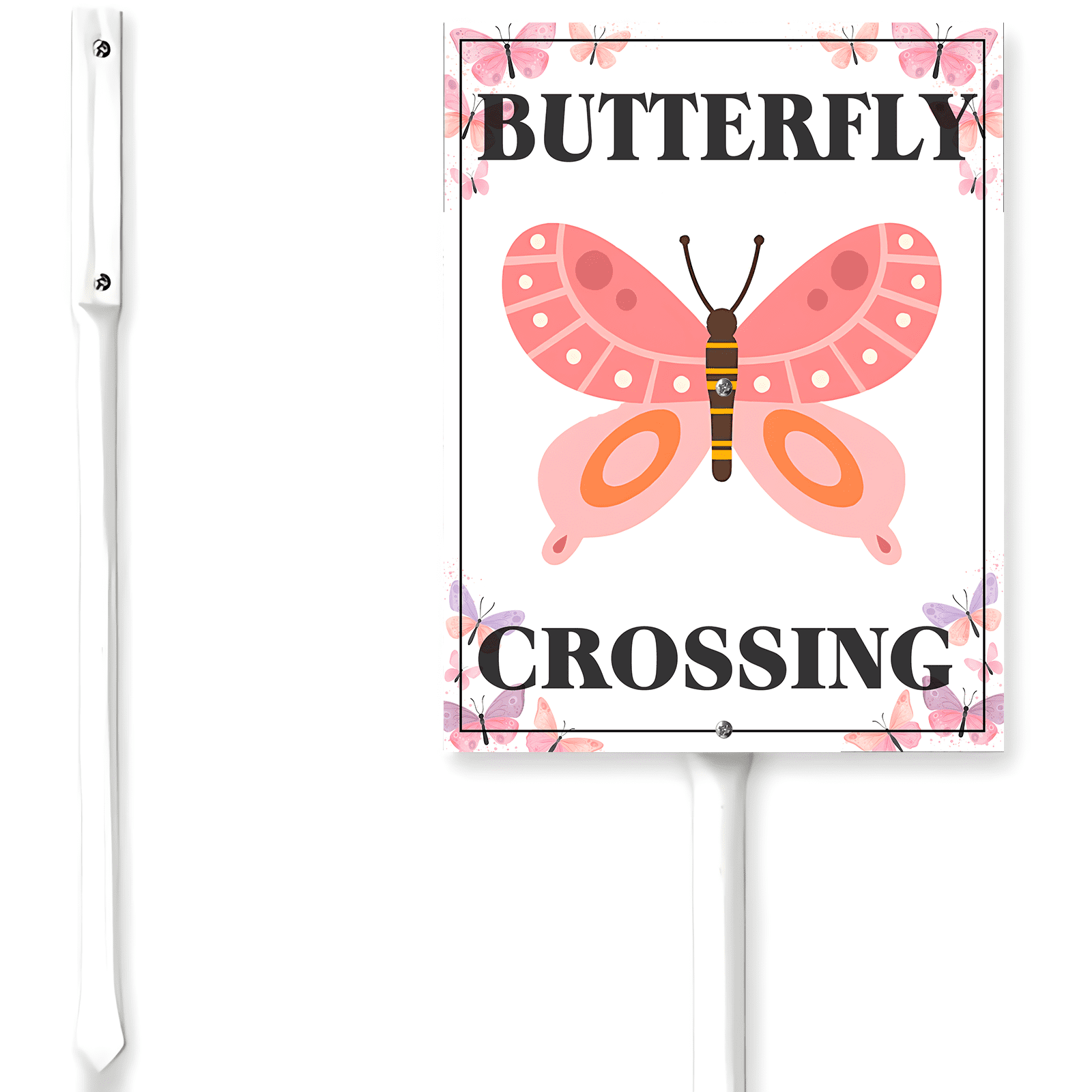 Kurmntregon Butterfly Crossing Sign With Stake Aluminium Sign 8x12 Inch ...