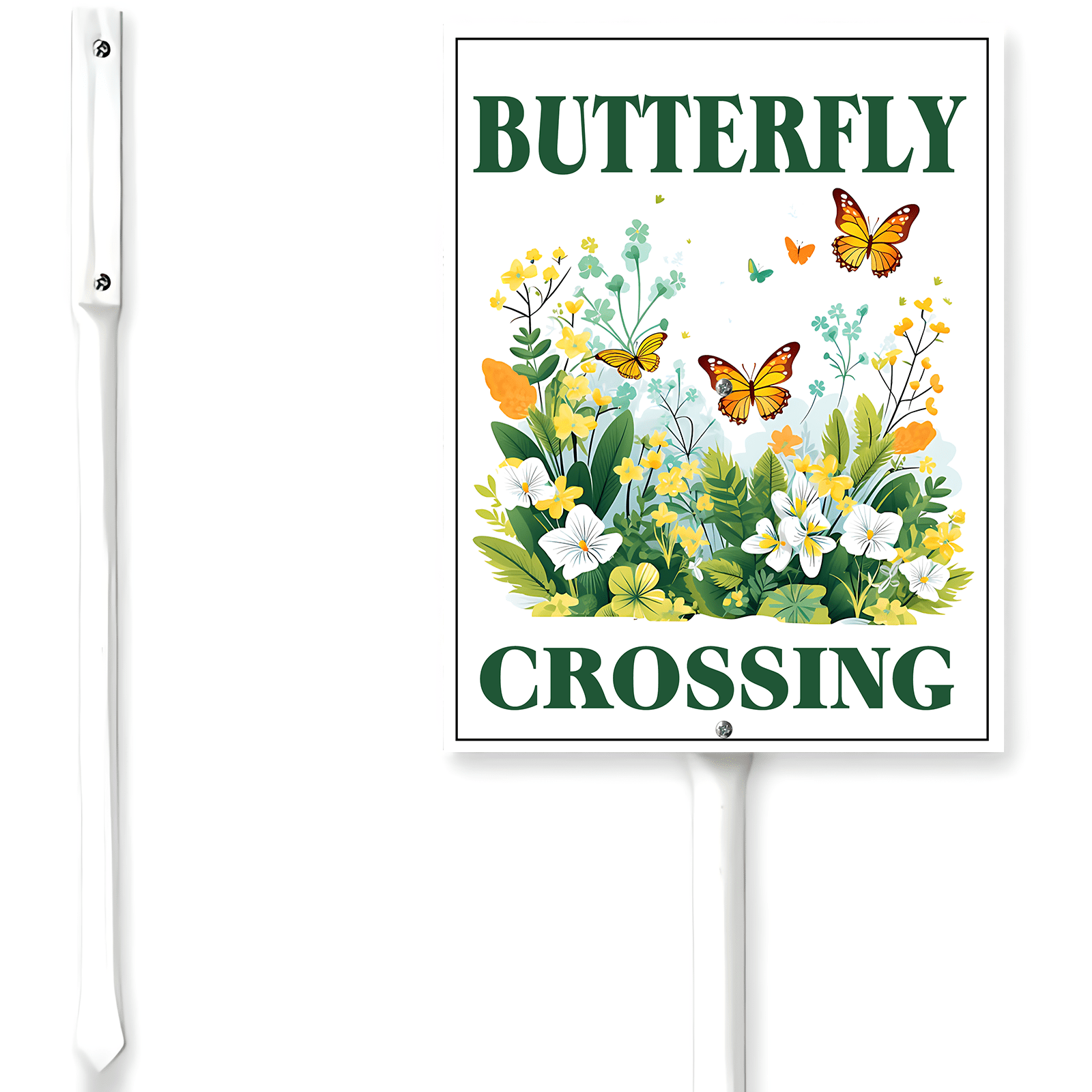Kurmntregon Butterfly Crossing Sign With Stake Aluminium Sign 8x12 Inch ...