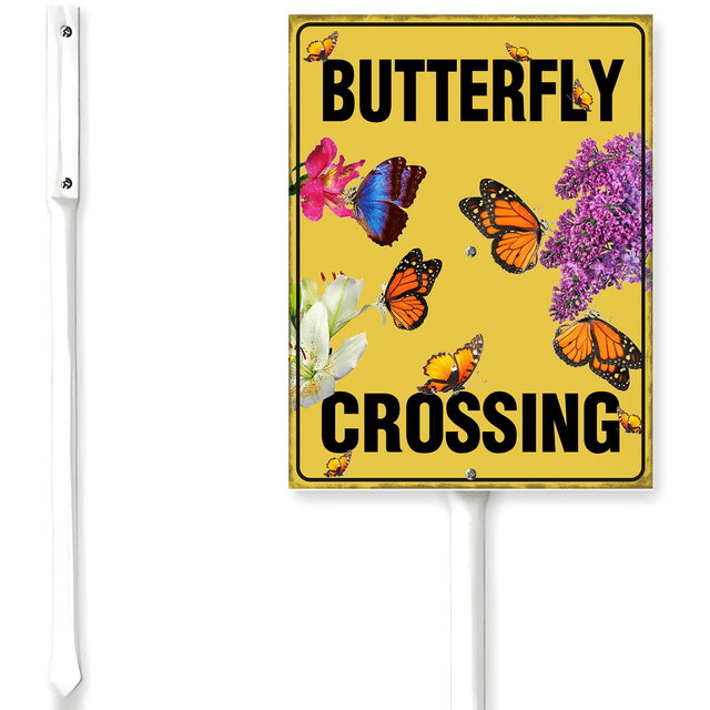 Kurmntregon Butterfly Crossing Yard Sign Garden Sign With Stake ...