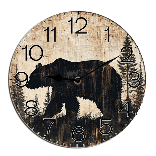 Kurmntregon Cabin Bear Wall Clock Forest Wildlife Mountain Lodge ...