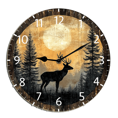 Kurmntregon Cabin Deer Wall Clock Forest Wildlife Mountain Lodge Non ...