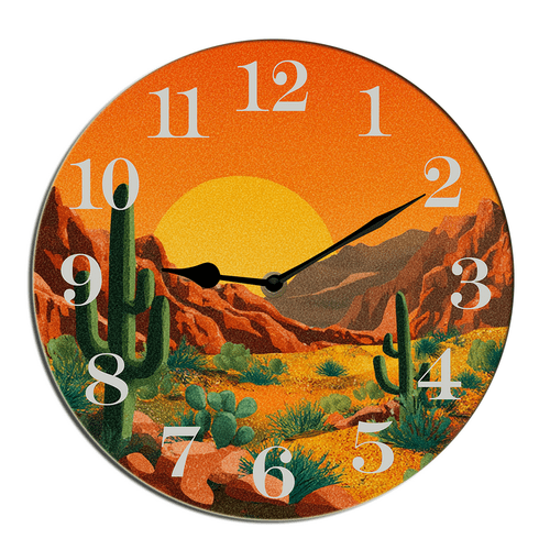Kurmntregon Cactus Desert Wall Clock Plant Wooden Decorative Desk ...