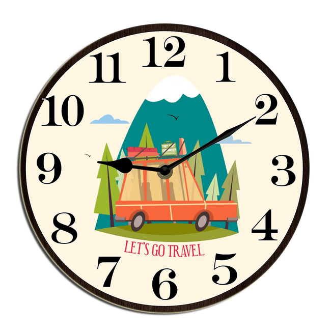 Kurmntregon Camper Wall Clock Let's Go Travel Decorative Clock Battery ...