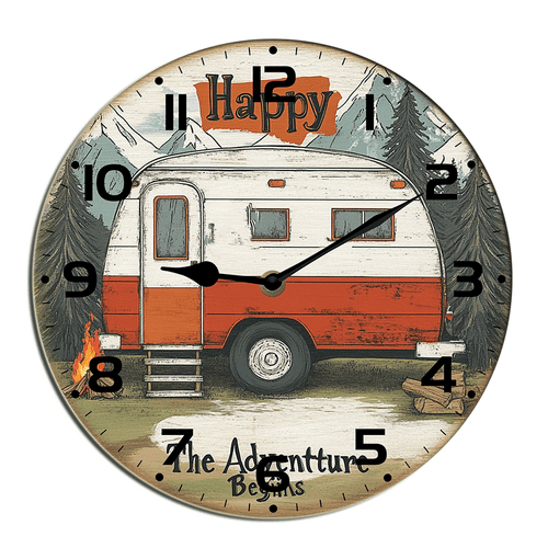 Kurmntregon Camping Wall Clock Happy Camper Desk Kitchen Decor ...