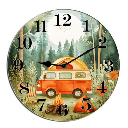 Kurmntregon Camping Wall Clock Happy Camper Travel Adventure Clock For ...