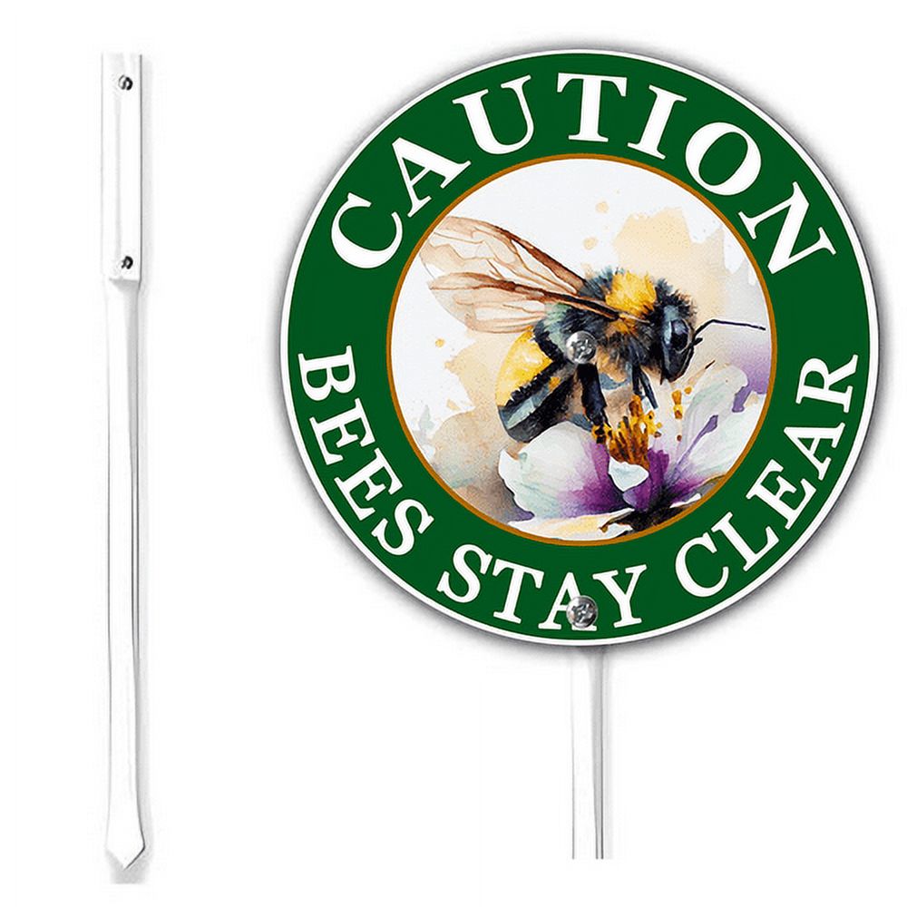 Kurmntregon Caution Bees Stay Clear Garden Sign With Stake Caution Bees Stay Clear Yard Sign ...