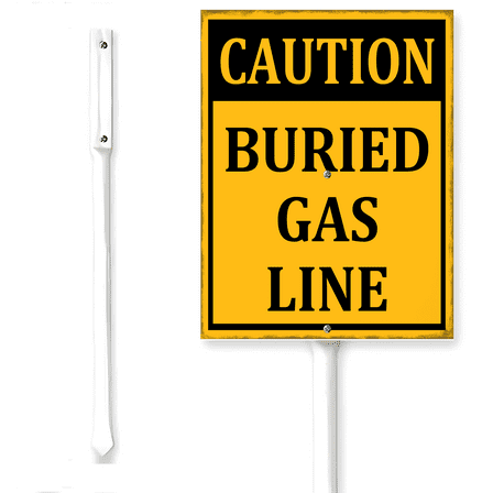 Kurmntregon Caution Buried Gas Line Yard Sign With Stake Sturdy ...