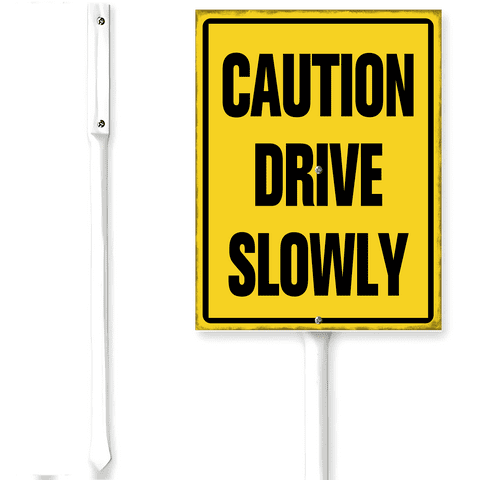 Kurmntregon Caution Drive Slowly Sign With Stake Slow Down Traffic Road ...