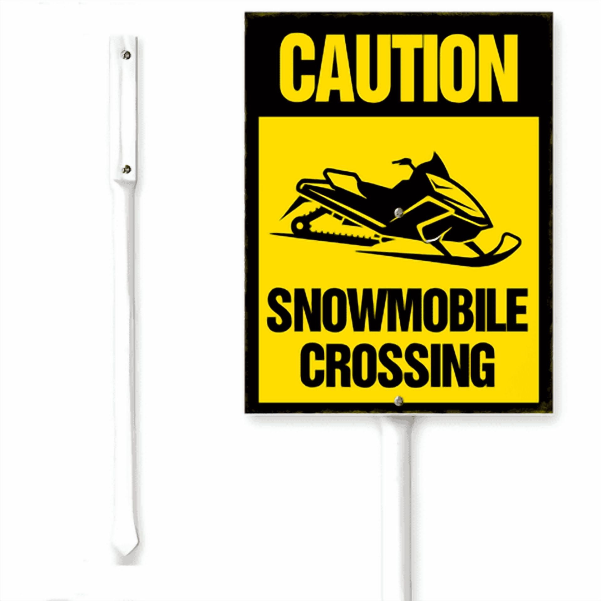 Kurmntregon Caution Snowmobile Crossing Aluminium Yard Sign With Stake ...