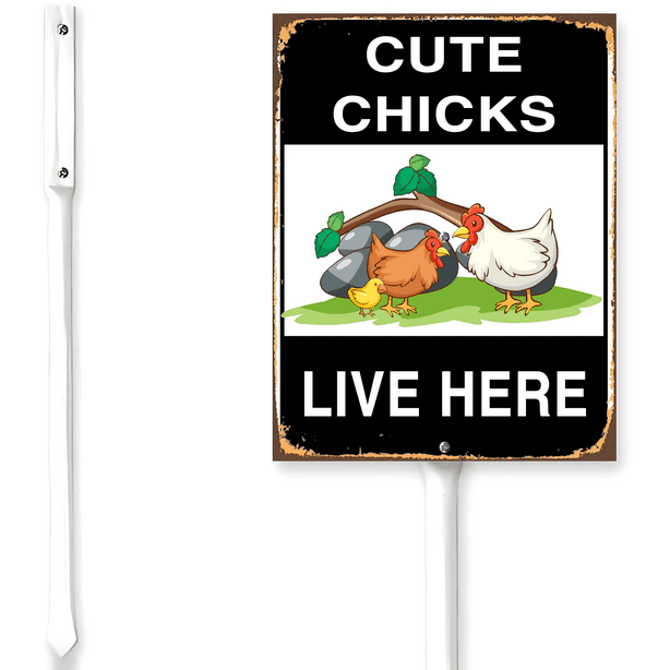 Kurmntregon Chicken Coop Sign With Stake Cute Chicks Live Here Yard ...
