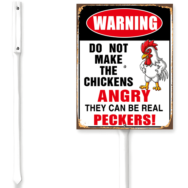 Kurmntregon Chicken Coop Sign With Stake Do Not Make The Chickens Angry ...