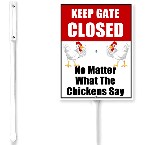 Kurmntregon Chicken Coop Sign With Stake Keep Gate Closed Yard Sign ...