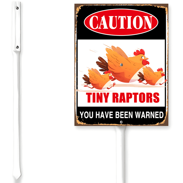 Kurmntregon Chicken Coop Sign With Stake Tiny Raptors Yard Sign 6x4 ...