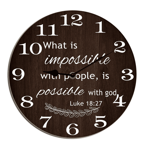Kurmntregon Christian Wall Clock What Is Impossible With People Bible ...