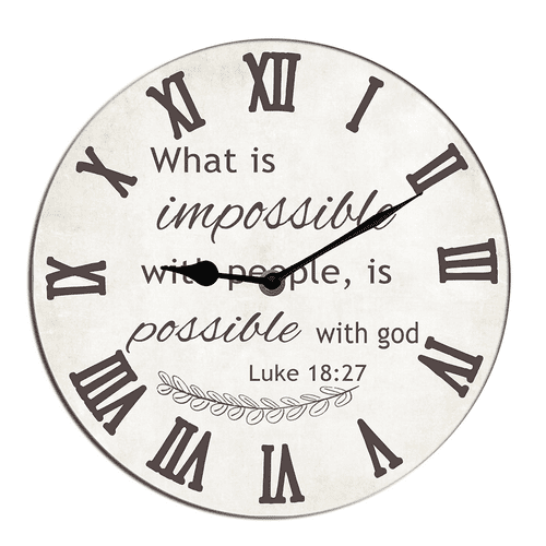 Kurmntregon Christian Wall Clock What Is Impossible With People Bible ...