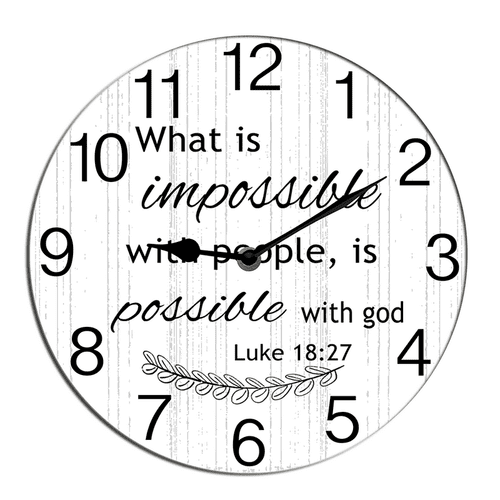 Kurmntregon Christian Wall Clock What Is Impossible With People Bible ...