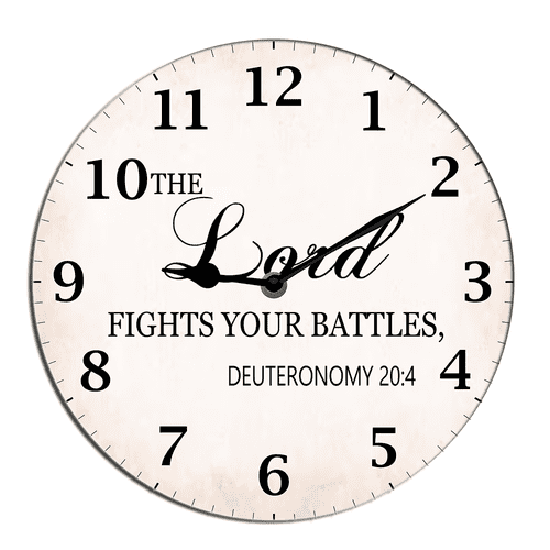 Kurmntregon Christian Wall Clock The Lord Fights Your Battles Religious ...