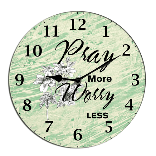 Kurmntregon Christian Wall Clock Pray More Worry Less Religious Bible ...