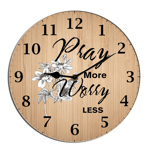 Kurmntregon Christian Wall Clock Pray More Worry Less Religious Bible ...