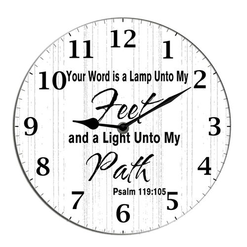 Kurmntregon Christian Wall Clock Your Word Is a Lamp Unto My Feet ...