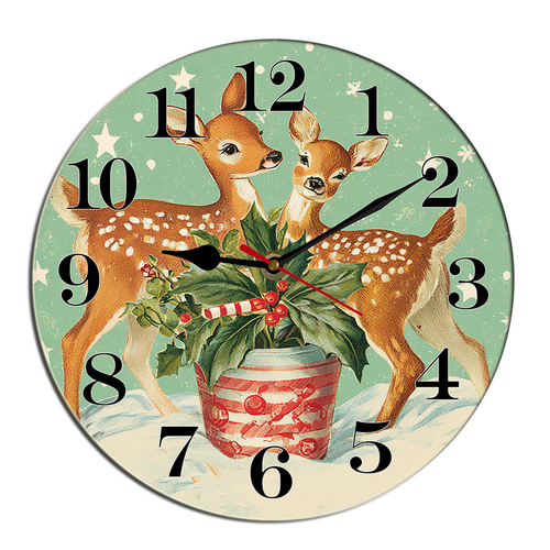 Kurmntregon Christmas Deer Wall Clock Xmas Winter Noel Candy Cane ...