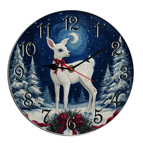 Kurmntregon Christmas Elk Wall Clock White Reindeer Holiday Wooden ...
