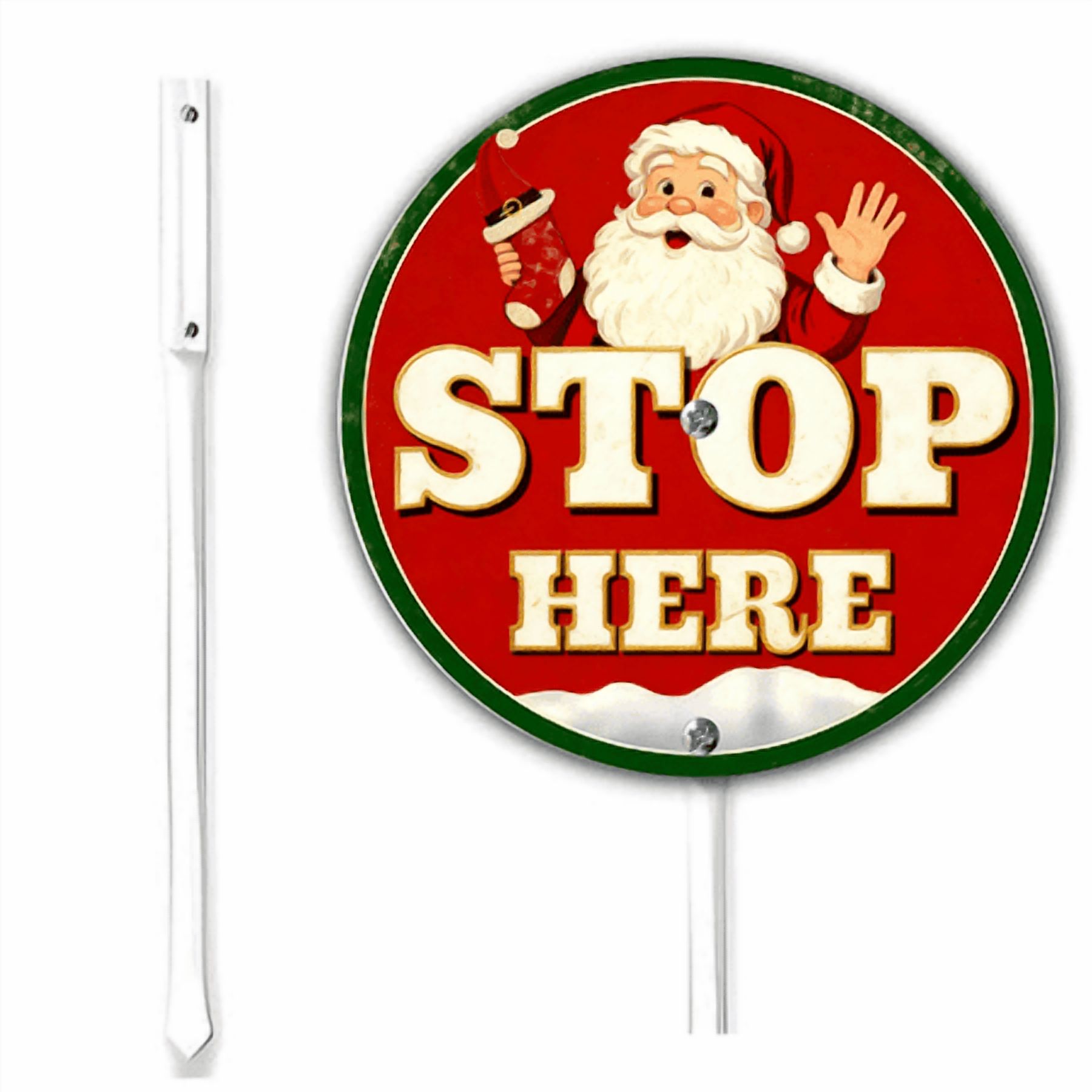 Kurmntregon Christmas Santa Yard Sign With Stake Santa Stop Here Winter ...