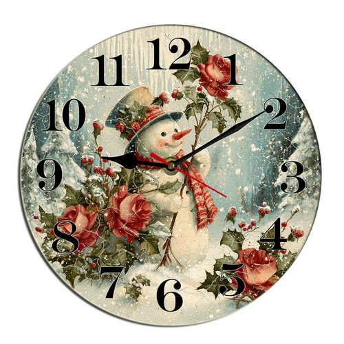Kurmntregon Christmas Snowman Wall Clock Xmas Winter Noel Snow Scenery ...
