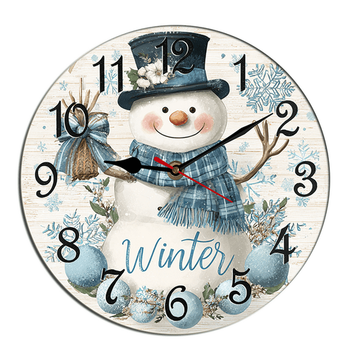 Kurmntregon Christmas Snowman Wall Clock Xmas Winter Snow Scenery ...