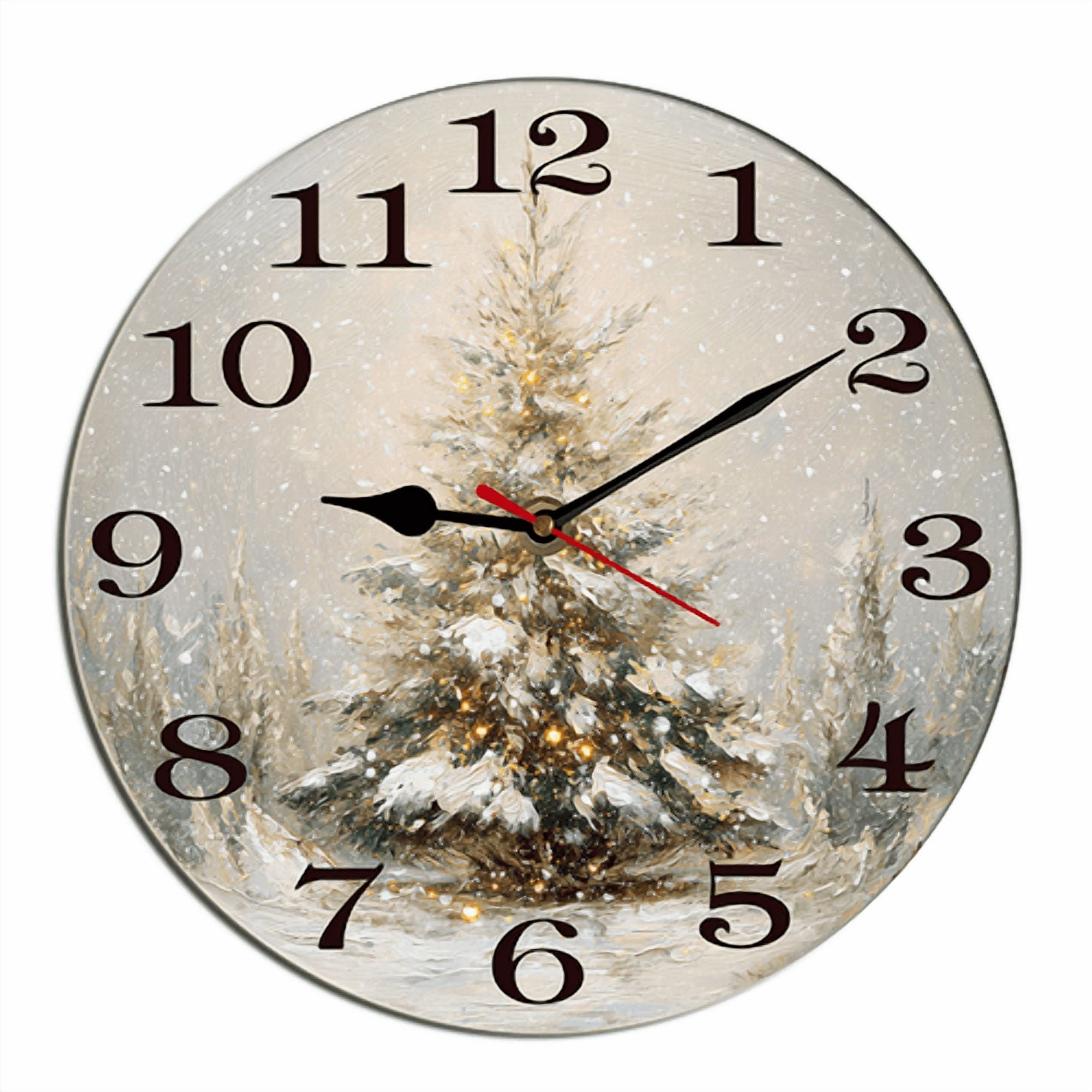 Kurmntregon Christmas Tree Wall Clock Winter Snow Scenery Xmas Trees ...