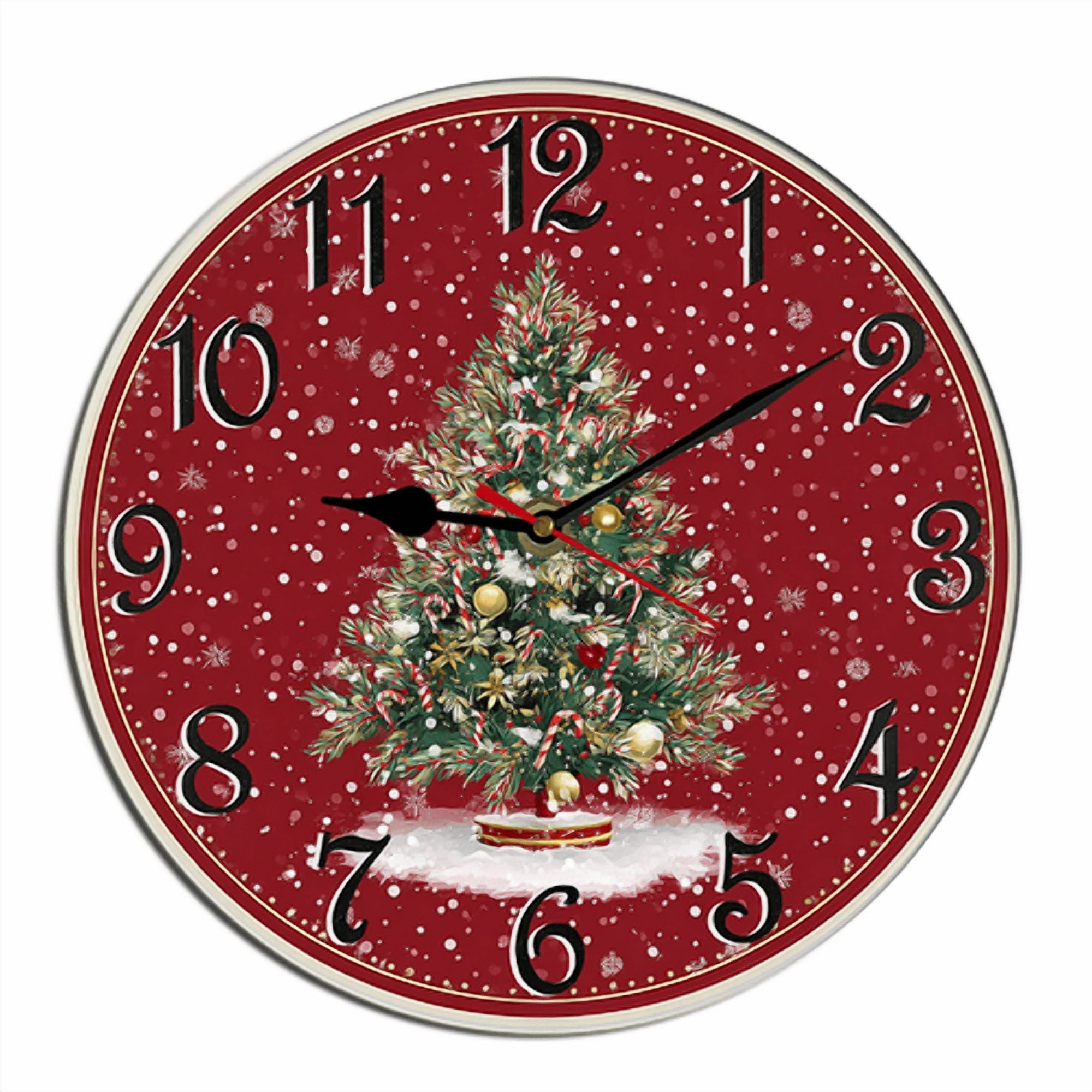 Kurmntregon Christmas Tree Wall Clock Xmas Candy Trees Present Wooden ...