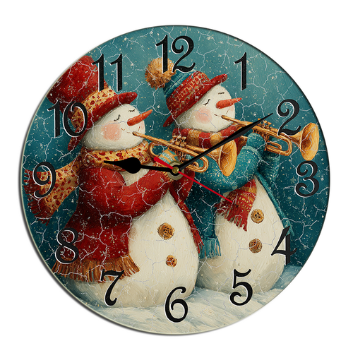Kurmntregon Christmas Wall Clock Happy Snowmen Play Musical Winter Xmas ...