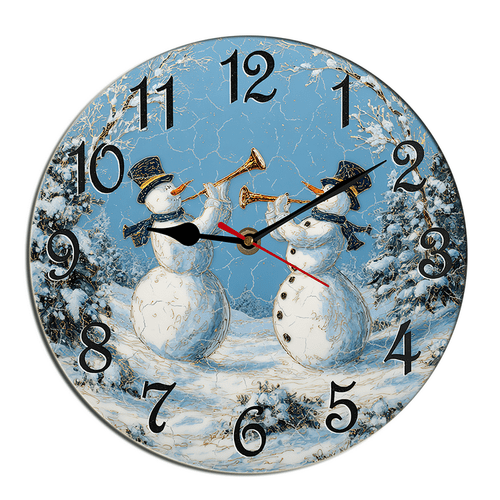 Kurmntregon Christmas Wall Clock Happy Snowmen Play Musical Winter Xmas ...