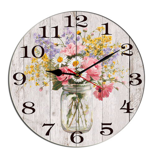 Kurmntregon Christmas Wall Clock Holly Leaves And Red Xmas Bells ...