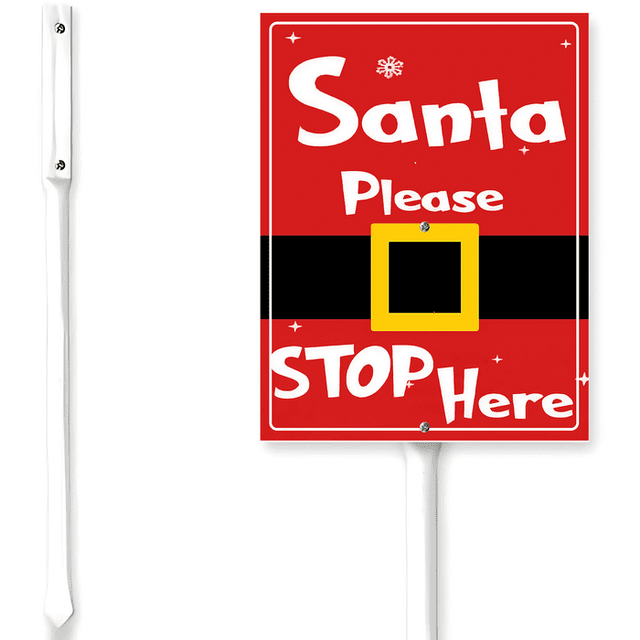 Kurmntregon Christmas Yard Sign Santa Please Stop Here Yard Sign ...