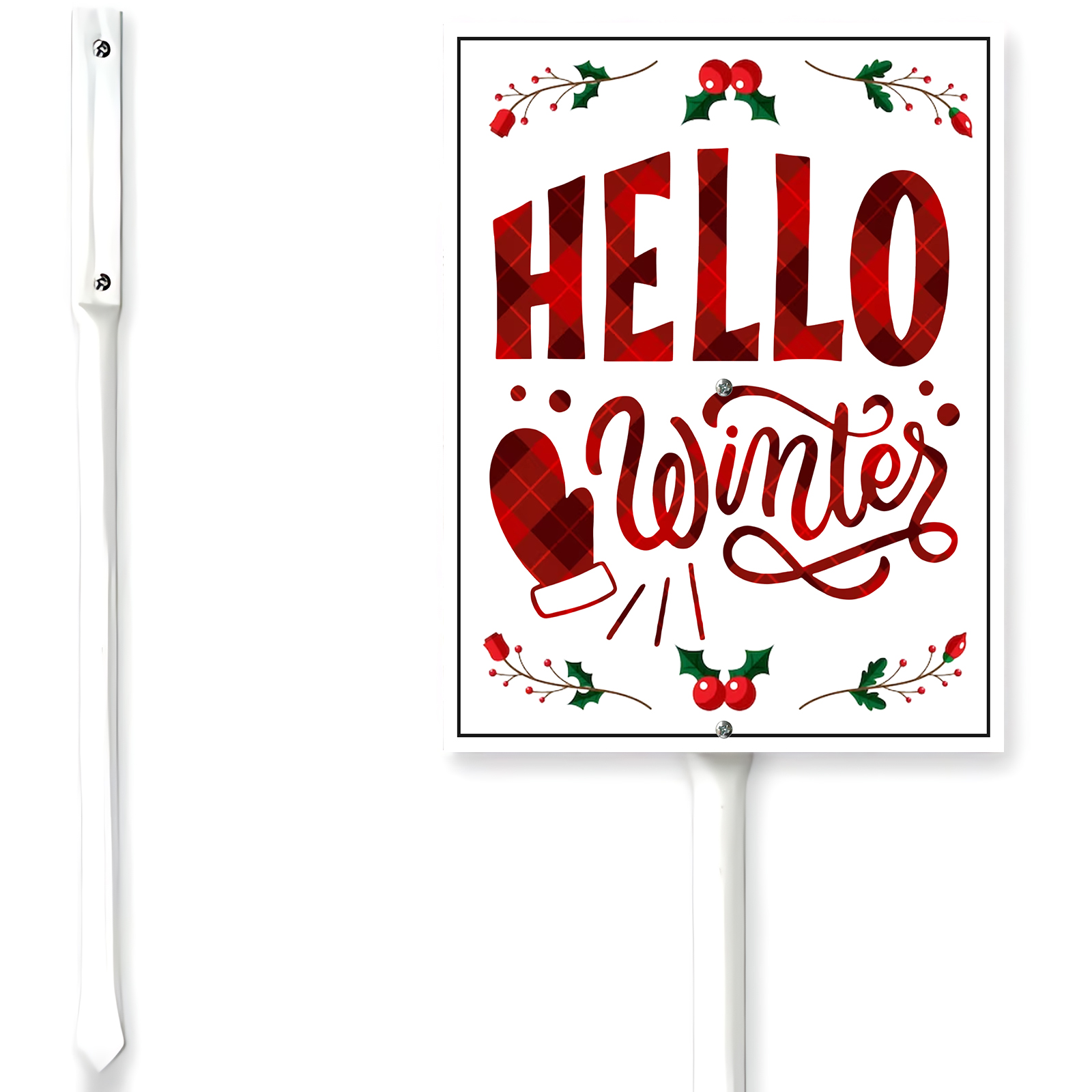 Kurmntregon Christmas Yard Sign With Stake Hello Winter Aluminum Metal ...