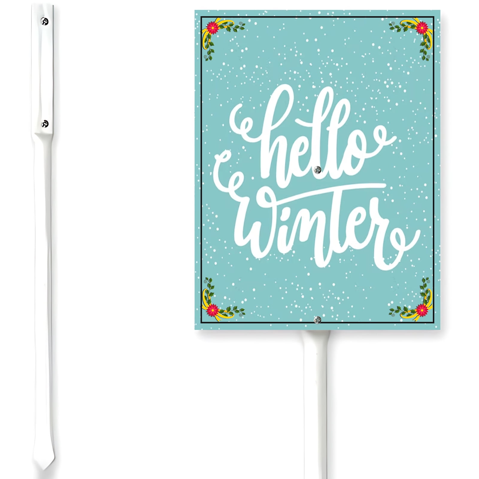 Kurmntregon Christmas Yard Sign With Stake Hello Winter Aluminum Metal ...