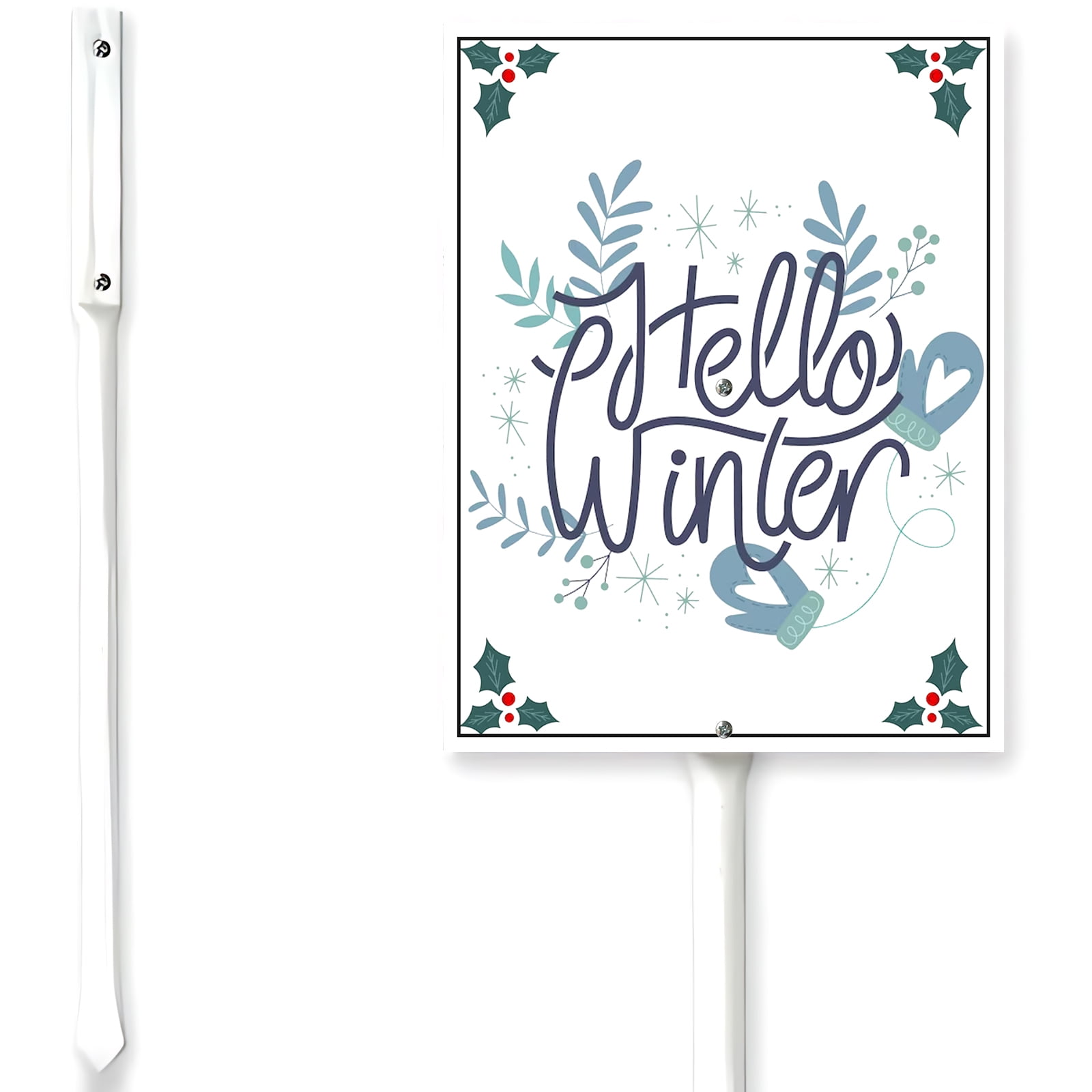 Kurmntregon Christmas Yard Sign With Stake Hello Winter Aluminum Metal ...