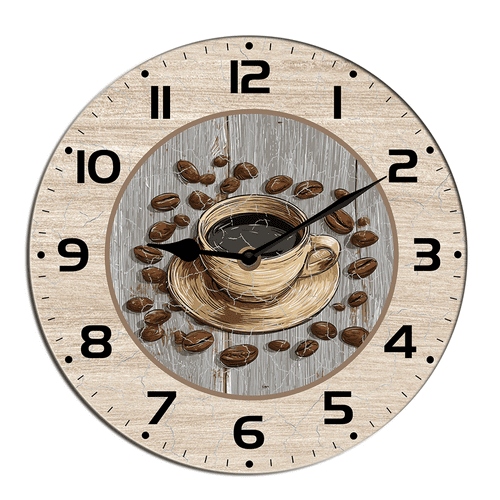Kurmntregon Coffee Wall Clock Cafe Station Wooden Seasonal Silent Non ...